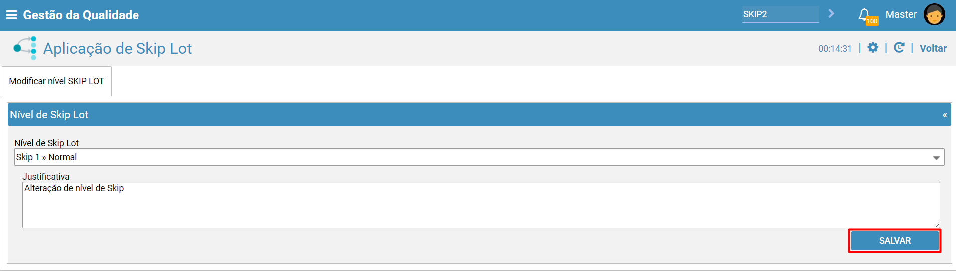 Recursos Adicionais do Skip Lot - Aplicação (Mais opções) – SIQ Systems