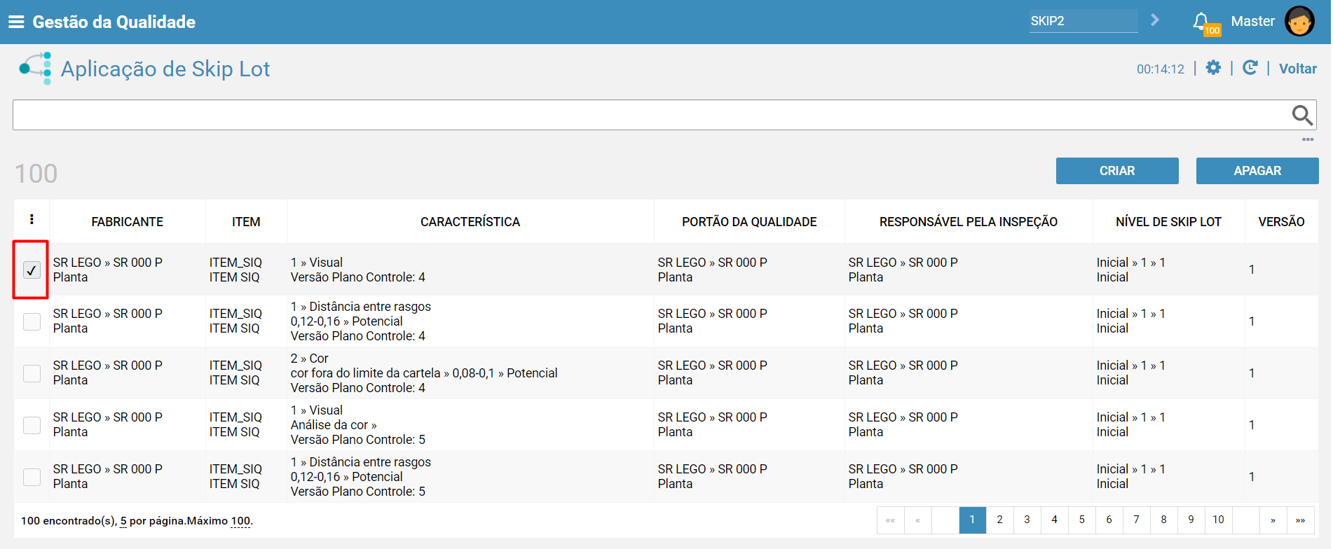 Recursos Adicionais do Skip Lot - Aplicação (Mais opções) – SIQ Systems