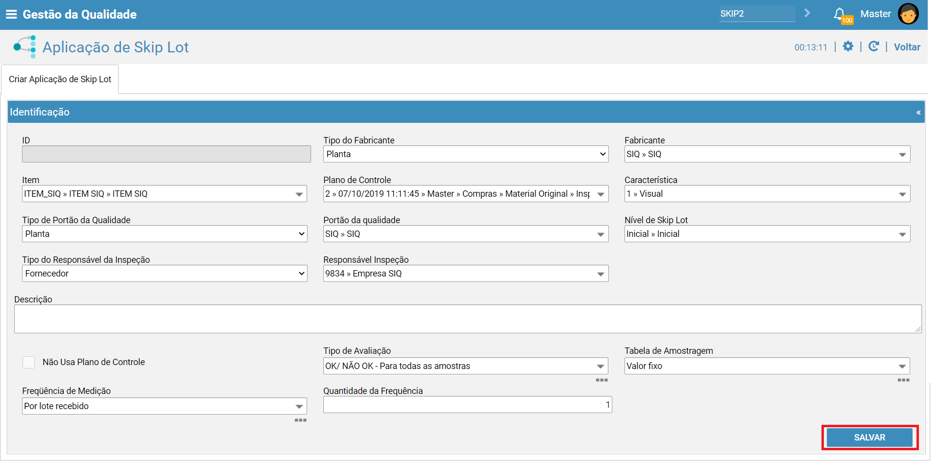 Criar e Apagar Skip Lot - Aplicação ou Versões – SIQ Systems